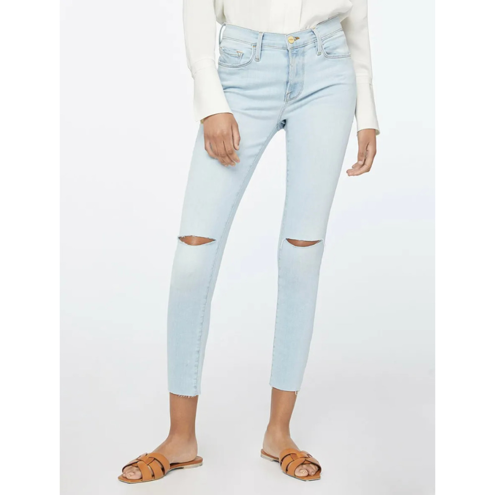 Frame Le Skinny De Jeanne Distressed Skinny Jeans Siz… - Gem